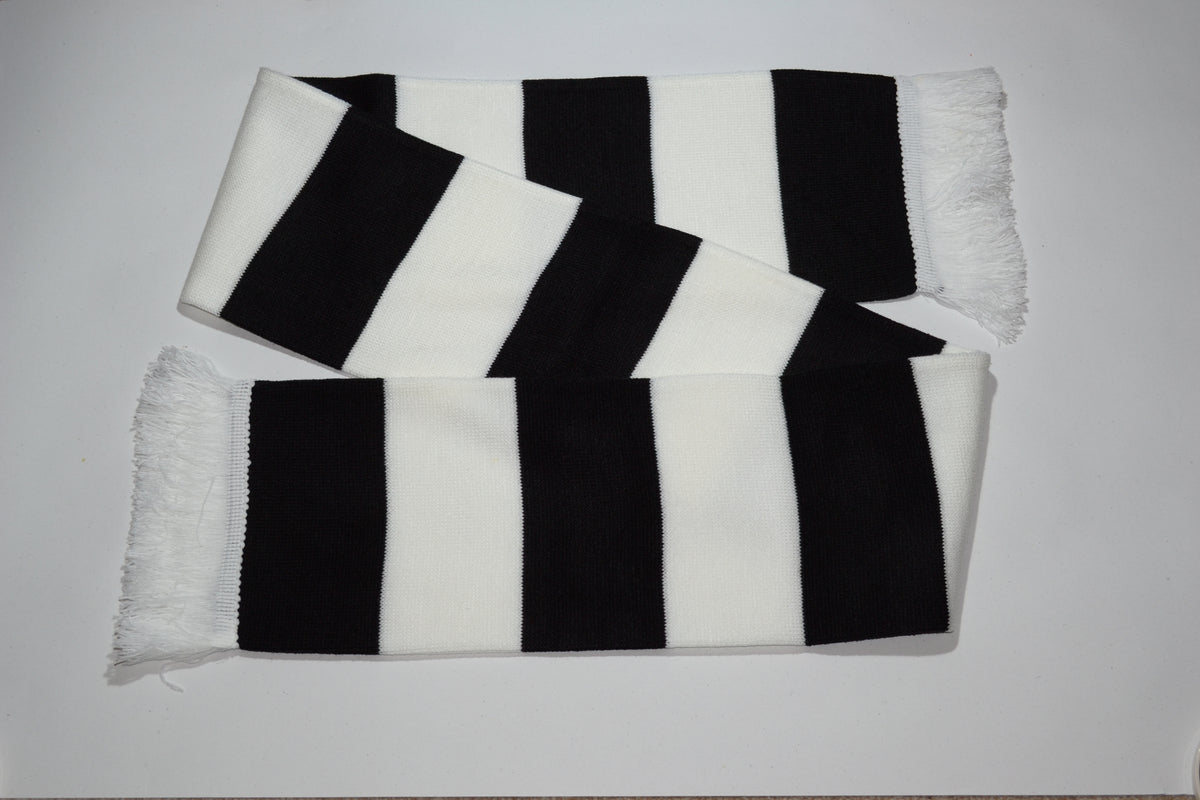 Black and White Bar Acrylic Football Scarf – FootieFans